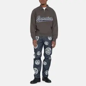 StÜssy X Denim Tears Half Zip Fleece 'charcoal