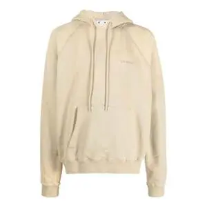 Off-White Back Stripe Pattern Printing Pullover Hooded Long Sleeves Loose Fit