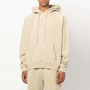 Off-White Back Stripe Pattern Printing Pullover Hooded Long Sleeves Loose Fit