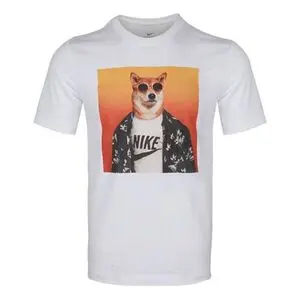 Nike Shiba Inu Printing Round Collar Sports Male - White