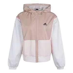 Adidas Neo Block Colorblock Logo Windbreaker Jacket - Pink