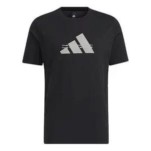 Adidas Alphabet Logo Printing Sports Short Sleeve Black - Multi-color