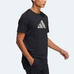 Adidas Alphabet Logo Printing Sports Short Sleeve Black