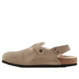 BIRKENSTOCK Tokio Shearling Suede Clogs - Taupe