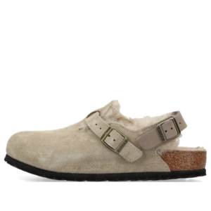 BIRKENSTOCK Tokio Shearling Suede Clogs - Taupe