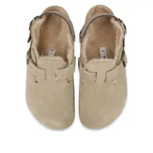BIRKENSTOCK Tokio Shearling Suede Clogs - Taupe