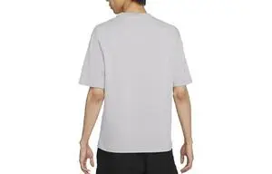 JORDAN Casual Solid Color Printing Round Neck Pullover Short Sleeve Light Iron Grey T-shirt