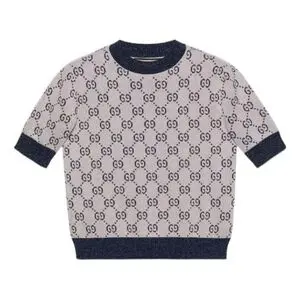 Gucci Gg Lam Jacquard Knit Top - Ivory/blue
