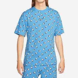 Nike X Hello Kitty Crossover Ss22 Cat Full Print Pullover Short Sleeve Blue
