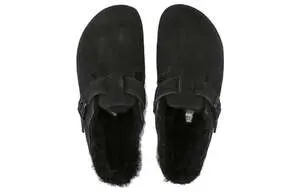 BIRKENSTOCK Boston Shearling Suede Clogs - Black