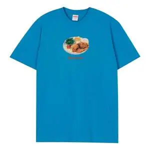 Supreme Ss18 Chicken Dinner Tee Cyan Printing Short Sleeve - Blue