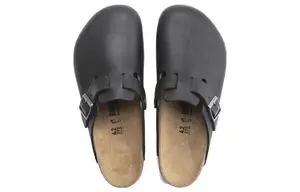 BIRKENSTOCK Boston Grip Natural Leather Clogs - Black