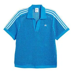 Adidas X Clot Fw24 Crochet Polo Shirt Asia Sizing 'bright - Blue