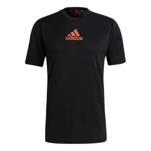Adidas Solid Color Alphabet Logo Printing Pullover Sports Short Sleeve Black T-shirt - Multi-color