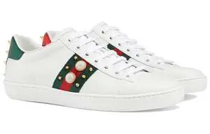 Gucci Ace Studded Leather Sneakers - White