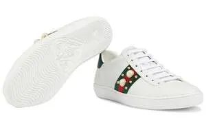 Gucci Ace Studded Leather Sneakers - White