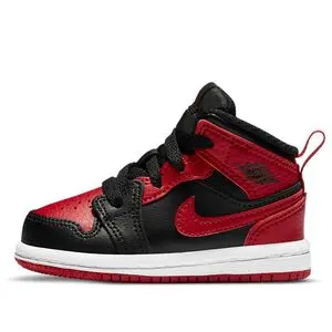 JORDAN Air 1 Mid "banned" High Top Sneakers - Red
