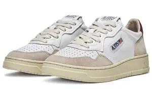AUTRY Medalist Low Leather And Suede Sneakers - White/beige/red