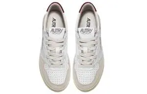 AUTRY Medalist Low Leather And Suede Sneakers - White/beige/red