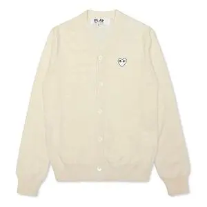 Play Comme Des Garcon Cardigan With Emblem - White