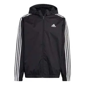 Adidas Essentials 3-stripes Woven Windbreaker Jacket - Black