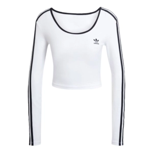 Adidas Adicolor 3-stripes Long Sleeve Cropped Top - White