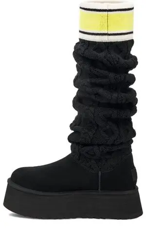 UGG Classic Sweater Letter Tall Boots - Black/yellow