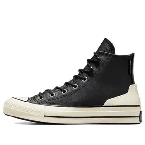 CONVERSE Chuck 70 Leather Hi Sneakers - Black/beige