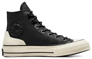 CONVERSE Chuck 70 Leather Hi Sneakers - Black/beige