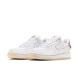 Nike Force 1 Low "white Multi Patch" Sneakers - White/black/red