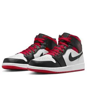 JORDAN 1 Mid Sneakers - Black/white/red