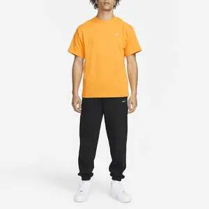 Nike Solo Swoosh Small Label Logo Solid Color Sports Round Neck Short Sleeve Gold T-shirt - Orange