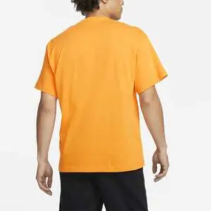 Nike Solo Swoosh Small Label Logo Solid Color Sports Round Neck Short Sleeve Gold T-shirt - Orange