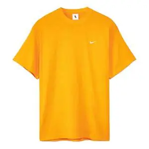 Nike Solo Swoosh Small Label Logo Solid Color Sports Round Neck Short Sleeve Gold T-shirt - Orange