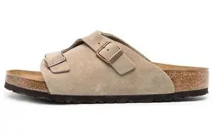 BIRKENSTOCK Zurich Suede Leather Sandals - Grey/caramel