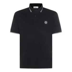 Stone Island 2200010 Slim-fit Compass Patch Polo Shirt - Black