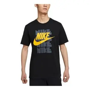 Nike Leisure Sports Letter Print Crewneck Short Sleeve - Black