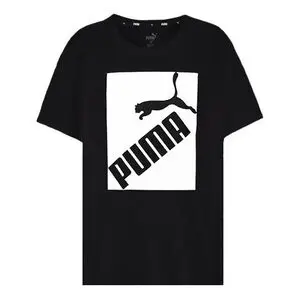PUMA Logo Printed Short Sleeve Tee - Black
