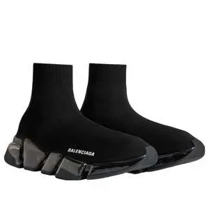 Balenciaga Speed 2.0 Clear Sole Sock Sneakers - Black