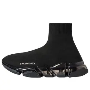 Balenciaga Speed 2.0 Clear Sole Sock Sneakers - Black