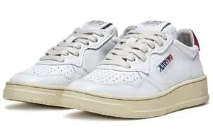 AUTRY Medalist Leather Low Sneakers - White/bordeaux