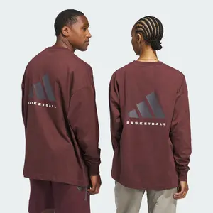 Adidas Basketball Long Sleeve T-shirt Asia Sizing 'aurora Ruby Brown