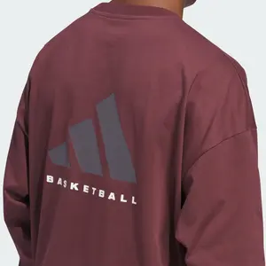 Adidas Basketball Long Sleeve T-shirt Asia Sizing 'aurora Ruby Brown
