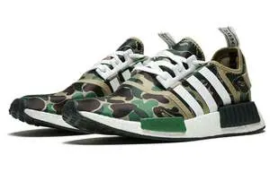 Adidas A Bathing Ape X Nmd_r1 'olive Camo' Sneakers - Green