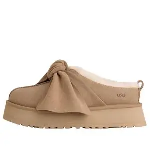 UGG Platform Slip-on Slipper With Bow Detailing - Sand