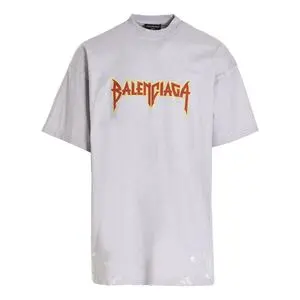 Balenciaga Metallica Short Sleeve T-shirt Oversized Fit 'white Orange - White/orange