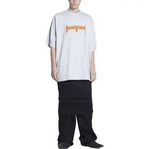 Balenciaga Metallica Short Sleeve T-shirt Oversized Fit 'white Orange - White/orange