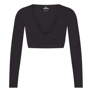 Nike X Skims Matte Wrap Long Sleeve Cropped Top