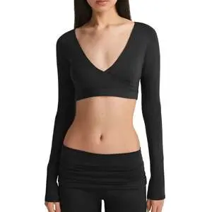 Nike X Skims Matte Wrap Long Sleeve Cropped Top