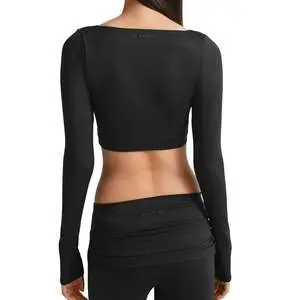 Nike X Skims Matte Wrap Long Sleeve Cropped Top
